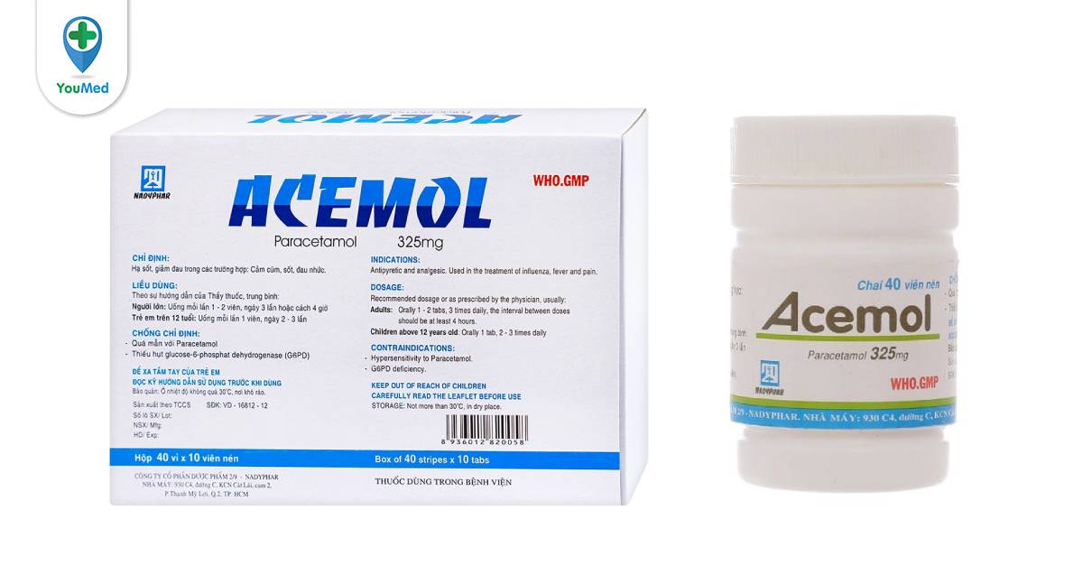 Acemol 325 mg là thuốc gì? Công dụng, cách dùng và lưu ý - YouMed