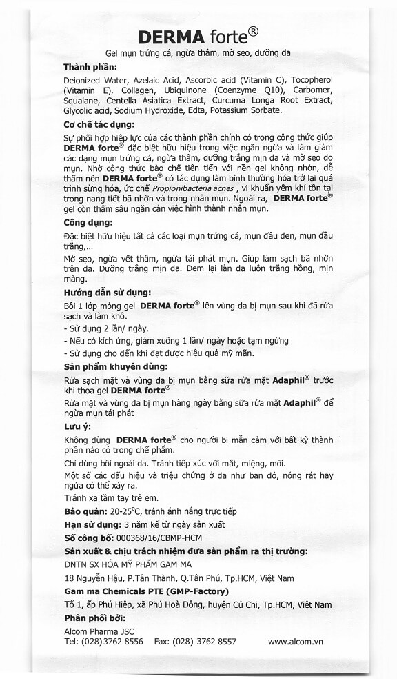 Kem trị mụn Derma forte: Công dụng, cách dùng như thế nào? - YouMed